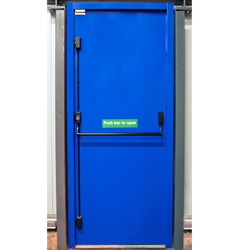 blue fire door
